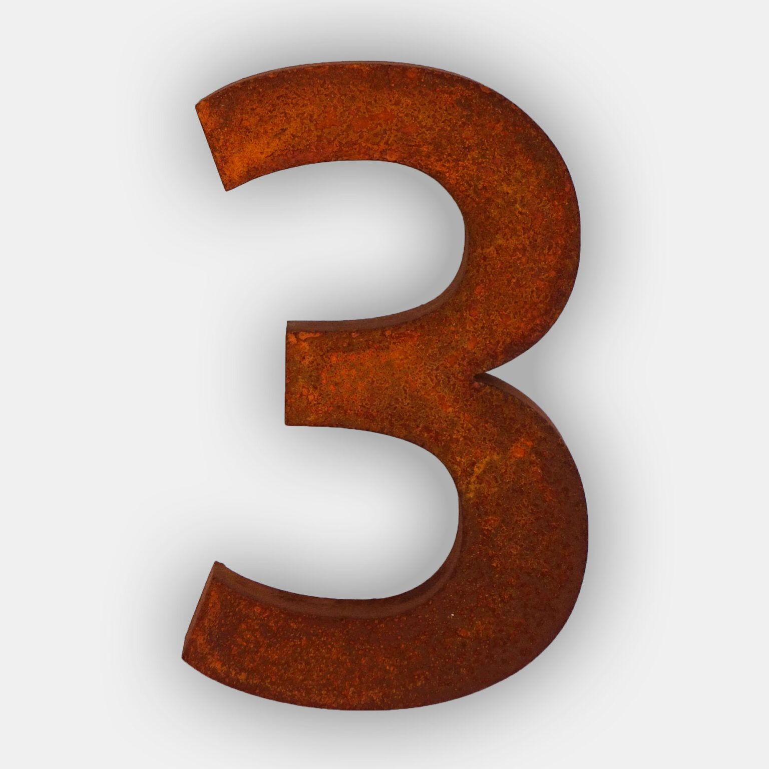 Cijfer 3 (drie) huisnummer cortenstaal - We Do Create